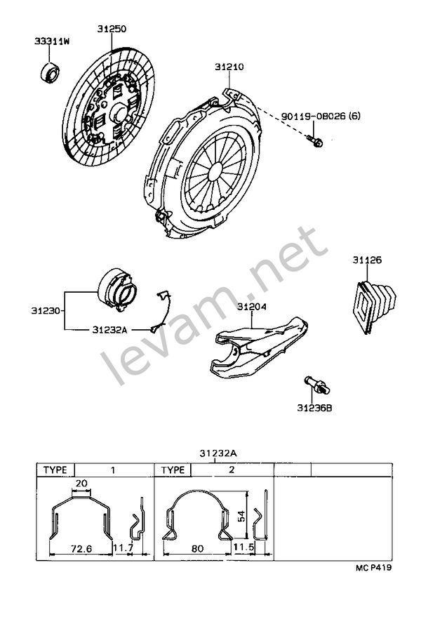 CLUTCH & RELEASE FORK for Toyota AVALON AVALON
